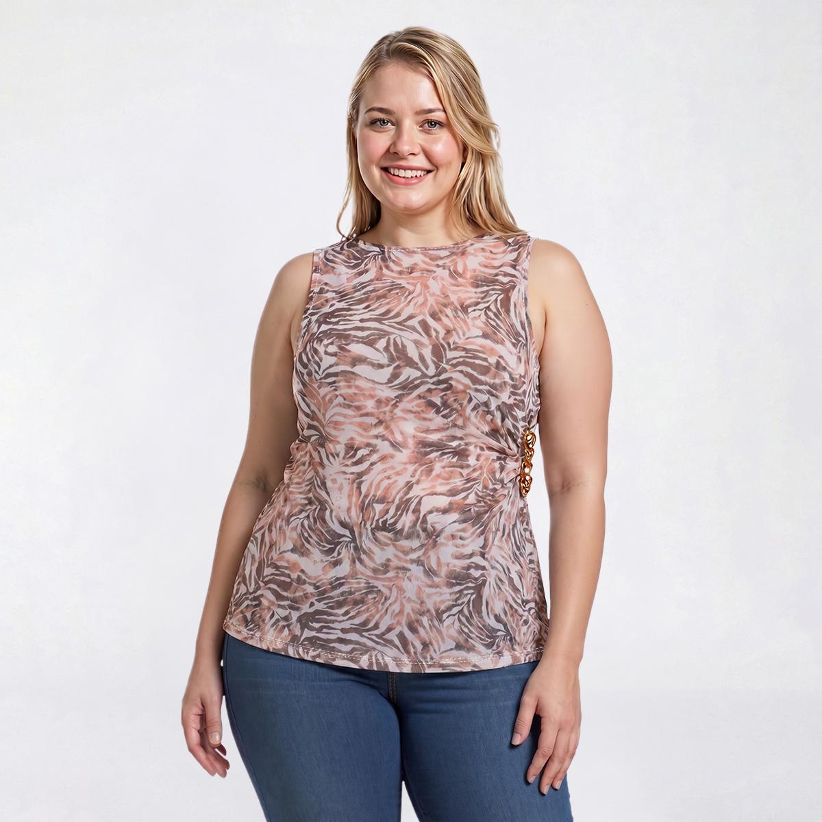 Click here for Juniors Plus Eye Candy Sleeveless Top with Chain -... prices
